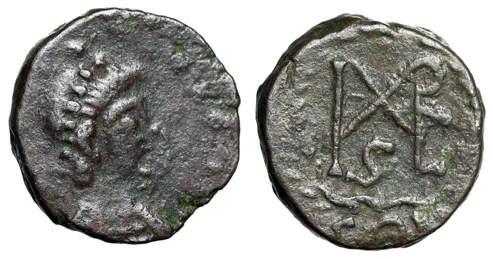 Marcian Monogram of Emperor's Name, CON Constantinople RIC 545 Scarce