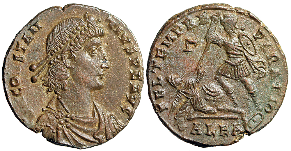 Constantius II Centenionalis Soldier Attacking Alexandria Extremely Fine