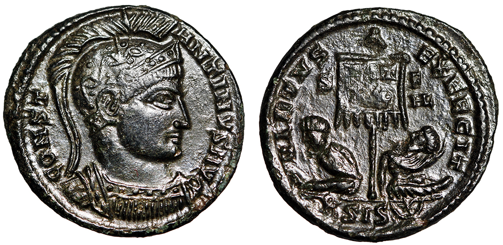 Constantine I The Great Helmeted Portrait & Captives Siscia | Roman ...