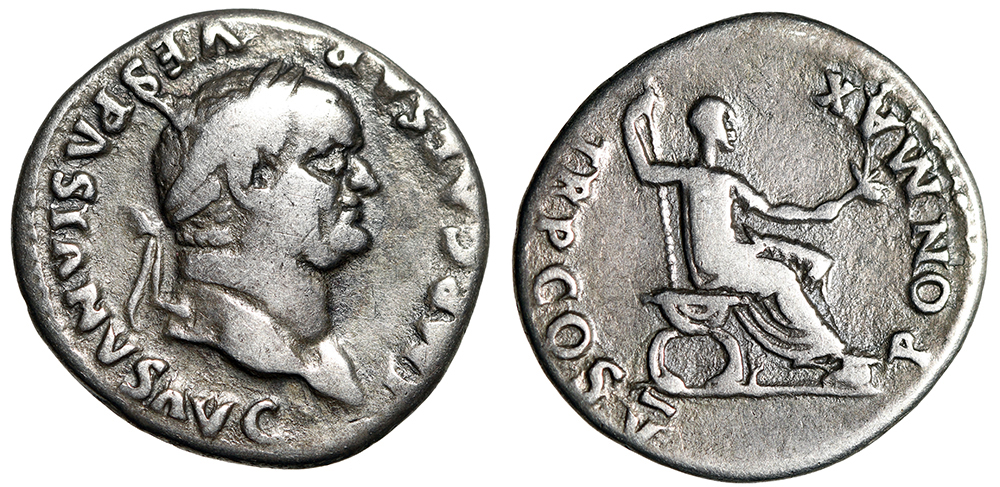 Vespasian AR Denarius Seated on Curule Chair Rome 74 AD | Roman ...