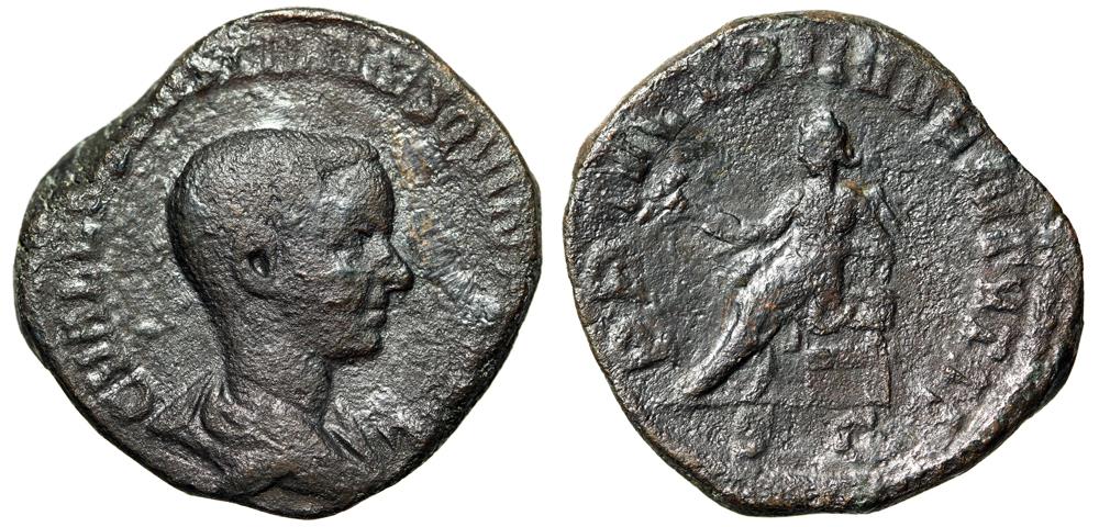 Hostilian AE Sestertius Apollo Seated Rare | Roman Imperial Coins