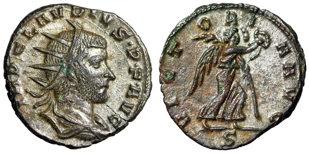 Claudius II Gothicus Silvered Antoninianus Victory with Palm Extremely Fine