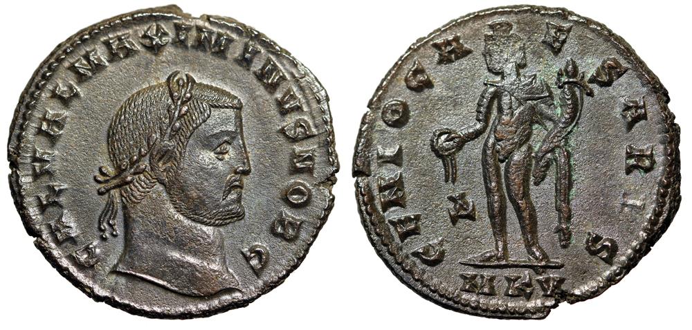 Maximinus II as Caesar Follis Genius of the Caesar Cyzicus Extremely Fine