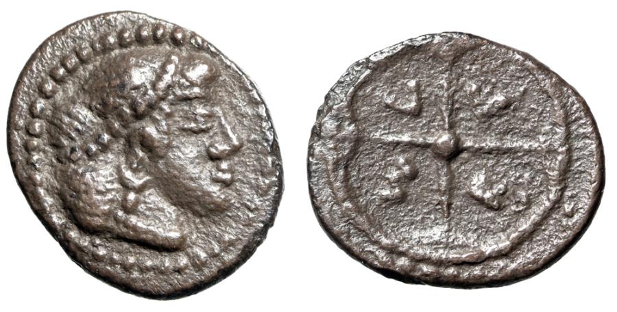 Sicily, Syracuse AR Litra Head of Arethusa & Ethnic in Wheel Rare Toned
