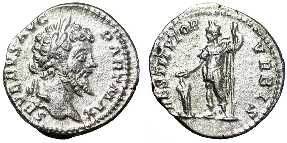 Septimius Severus AR Denarius Emperor by Tripod Rome Good Very Fine