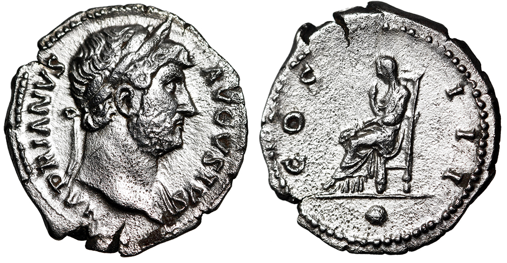 Hadrian AR Denarius Pudicitia Seated Good Very Fine | Roman Imperial Coins