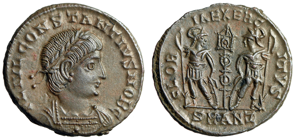 Constantius II Caesar Two Soldiers Antioch Mint State | Roman Imperial ...