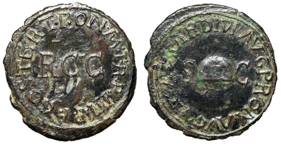 Caligula (Gaius) AE Quadrans RCC & Pileus, SC Rome 40-41 AD RIC 25