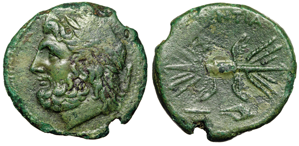 Bruttium, Hipponium (as Vibo Valentia) Zeus Left & Thunderbolt Very Rare