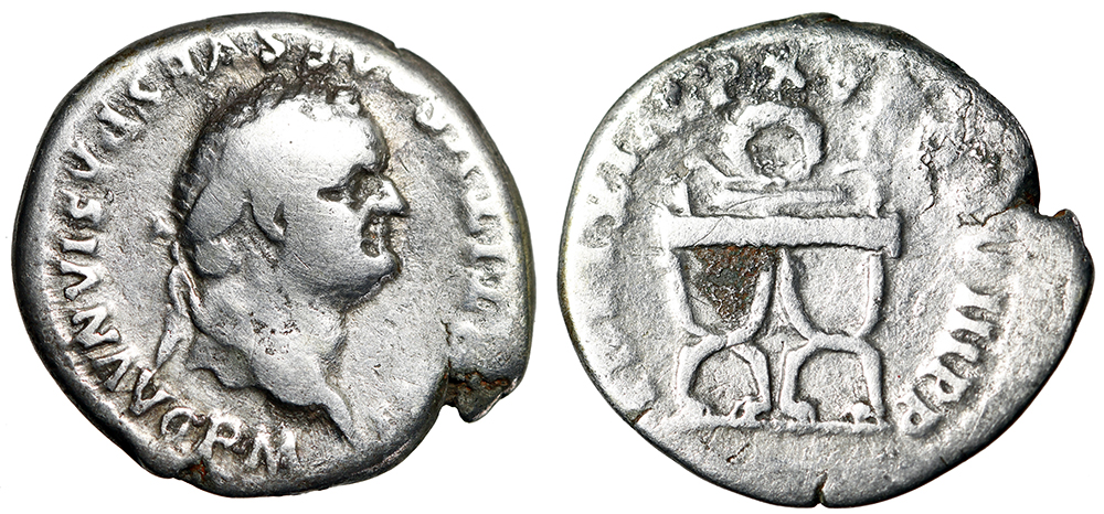 Titus AR Denarius Wreath on Curule Chair Rome 80 AD | Roman Imperial Coins