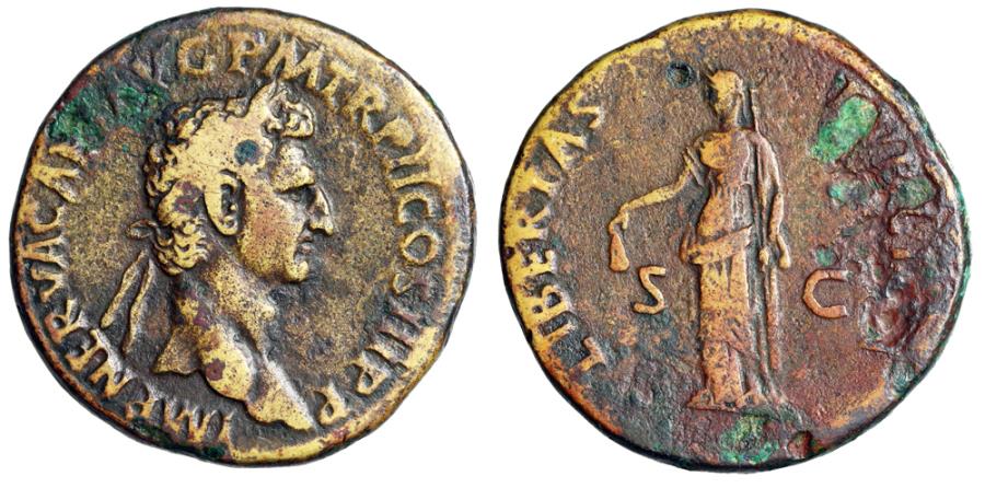 Nerva AE Sestertius Libertas, Pileus Rome 97 AD RIC 100 | Roman ...