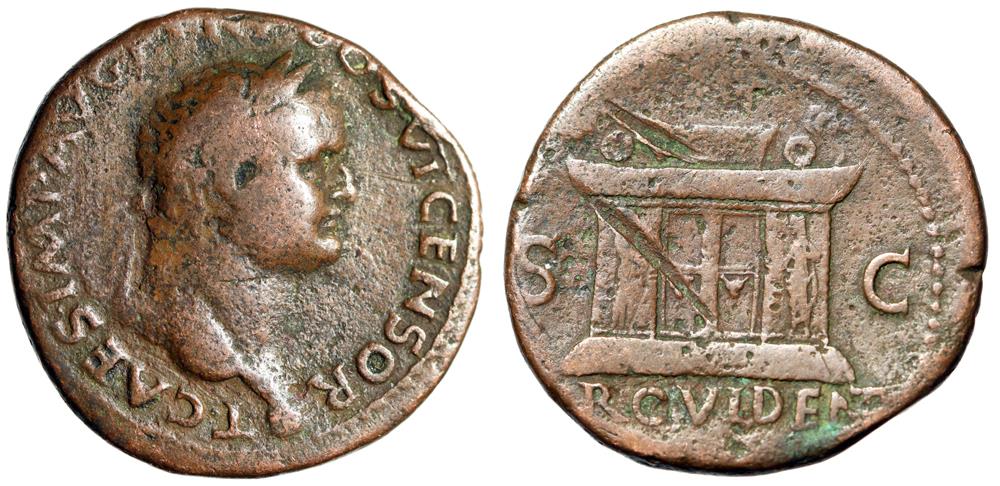 Titus as Caesar AE As Rectangular Altar Lyons Rare | Roman Imperial Coins