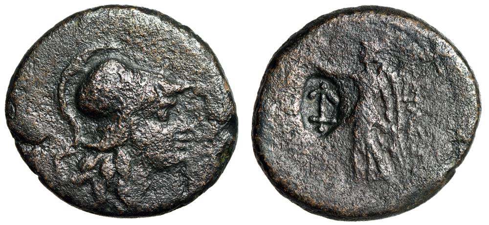 Seleucid Empire: Antiochos I Soter AE21 Athena & Nike, Anchor ...