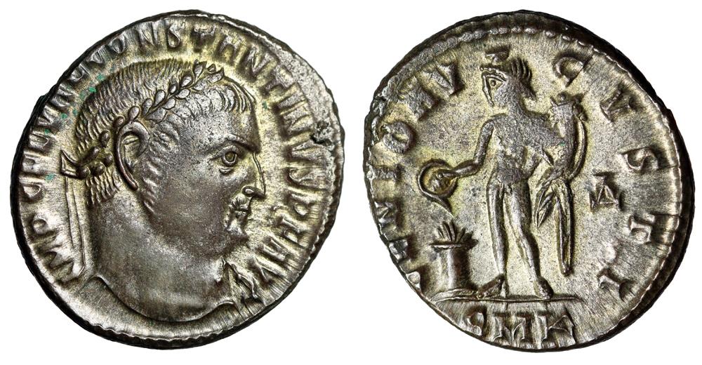 Constantine I The Great Silvered Follis GENIO AVGVSTI Genius, Altar ...