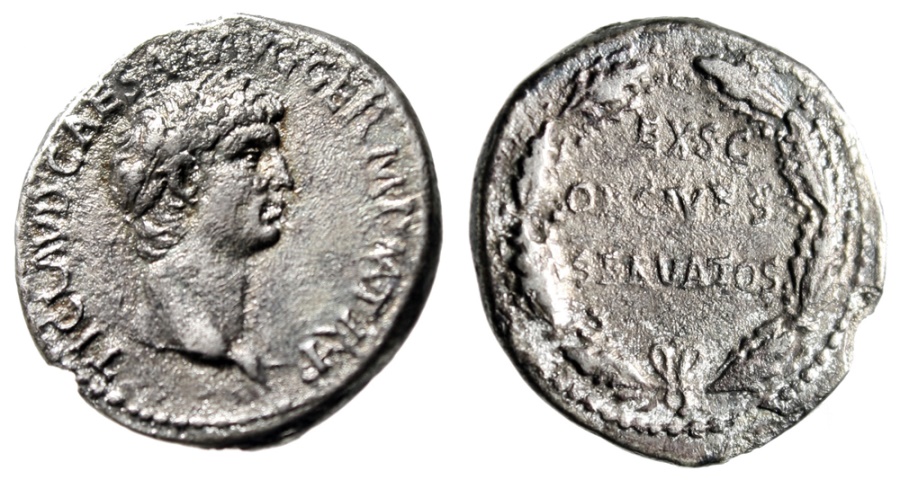 Claudius I Silver Denarius EX SC OB CIVES SERVATOS Oak Wreath RIC 16 ...