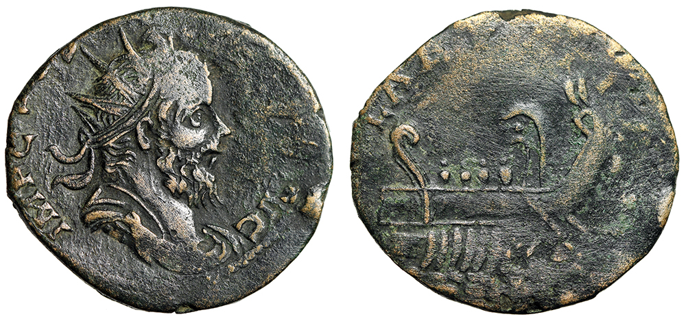 Postumus Double Sestertius Galley Sailing Rare | Roman Imperial Coins