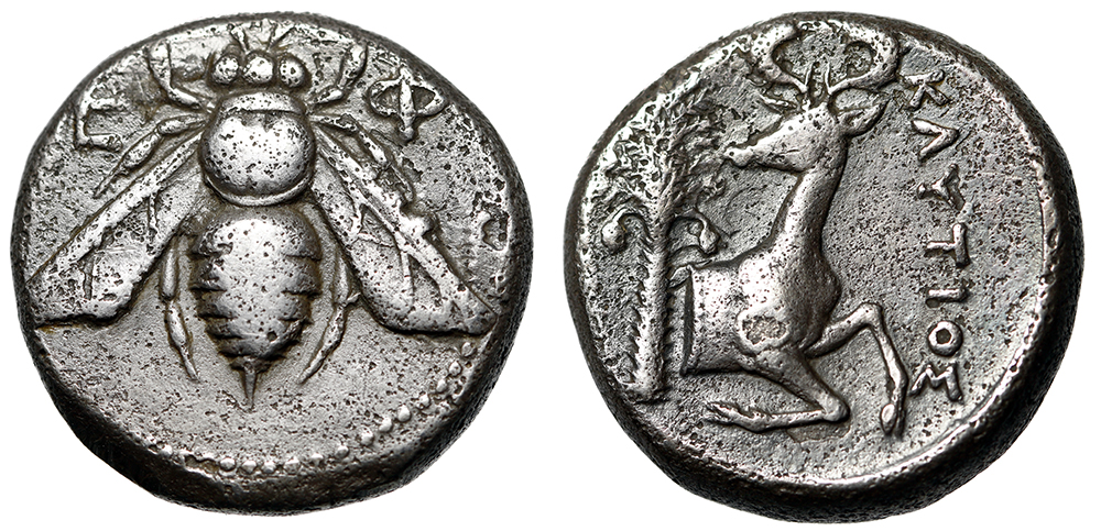 Ionia, Ephesos AR Tetradrachm Bee From Above / Stag Klytios Magistrate