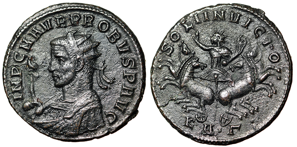 Probus Antoninianus Sol in Spread Facing Quadriga Good Very Fine Serdica