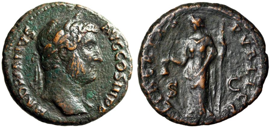 Hadrian AE As Libertas, Pileus Rome 134-138 AD RIC 818 VF | Roman ...