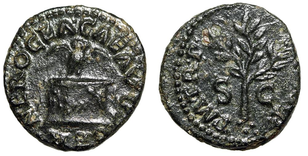 Nero AE Quadrans Owl on Altar & Olive Branch Rare | Roman Imperial Coins