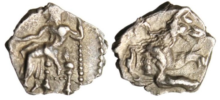 EF Cilicia Laranda AR Obol Baal Seated & Wolf 3rd Century BC | Greek Coins