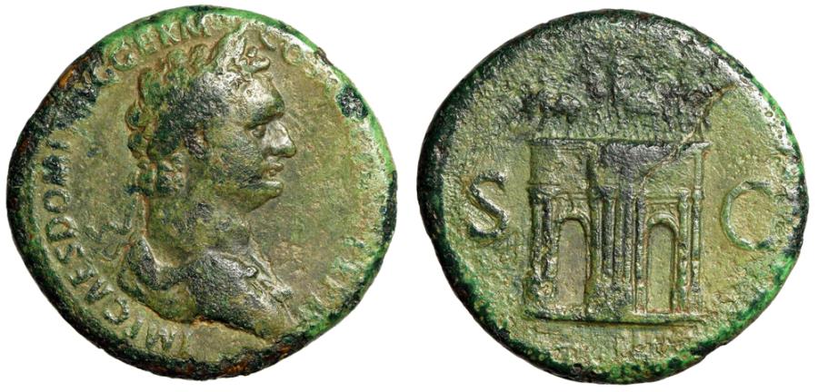 Domitian Sestertius Elephant Quadriga Above Triumphal Arch Extremely ...
