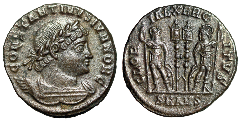 Constantine II as Caesar Soldiers Antioch Extremely Fine | Roman ...