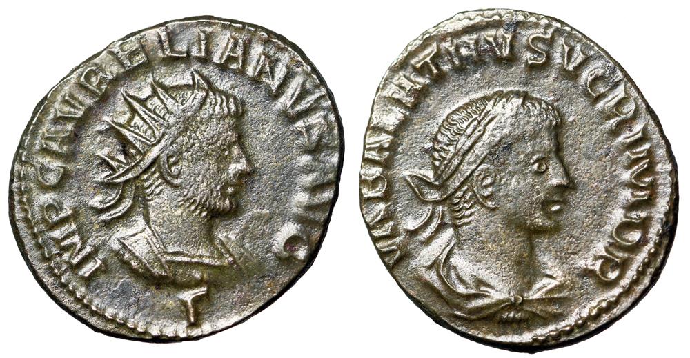 Aurelian & Vabalathus Antoninianus Portrait of Both Antioch gVF