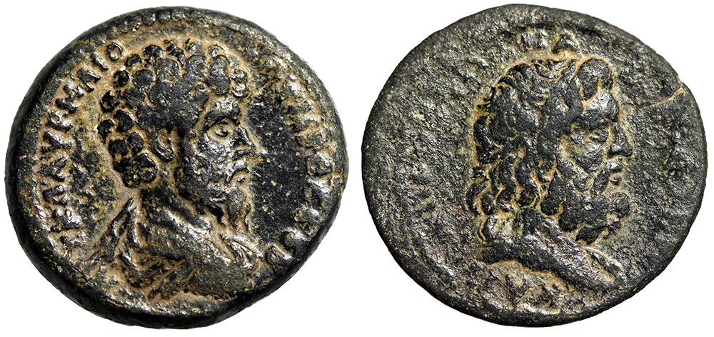 Lucius Verus AE23 of Capitolias Decapolis ? Head of Zeus Very Fine