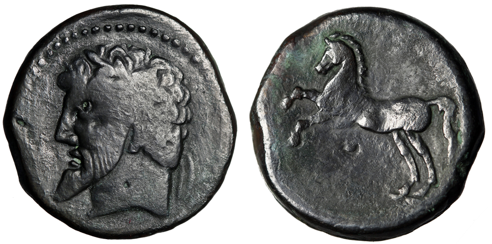 Kings of Numidia AE 25 Horse Rearing Galloping, Pellet Massinissa or ...