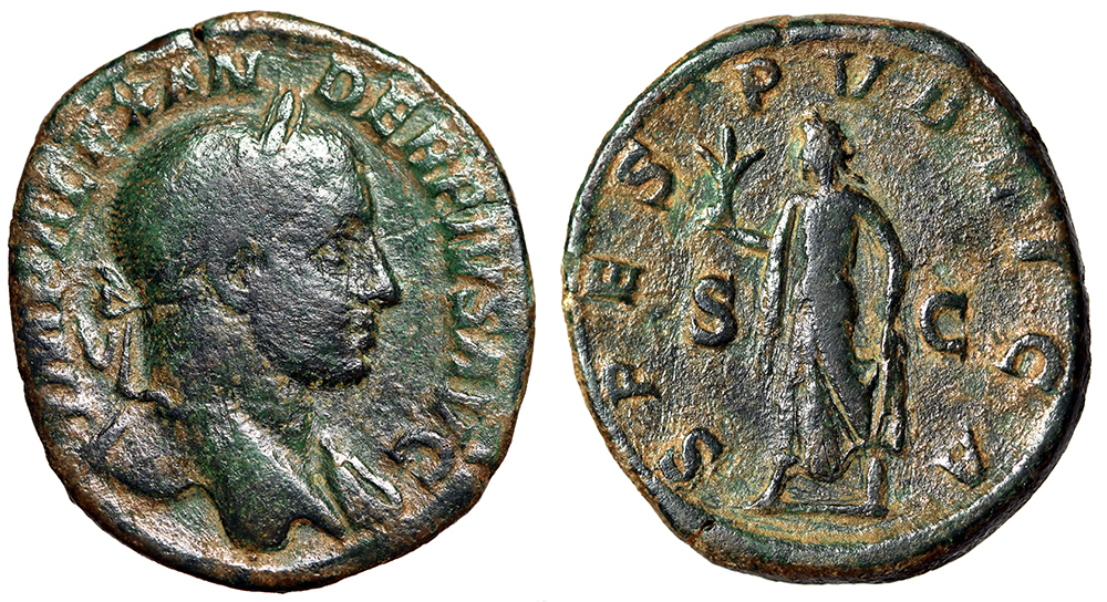 Severus Alexander Sestertius Spes, Hope Walking Fine | Roman Imperial Coins