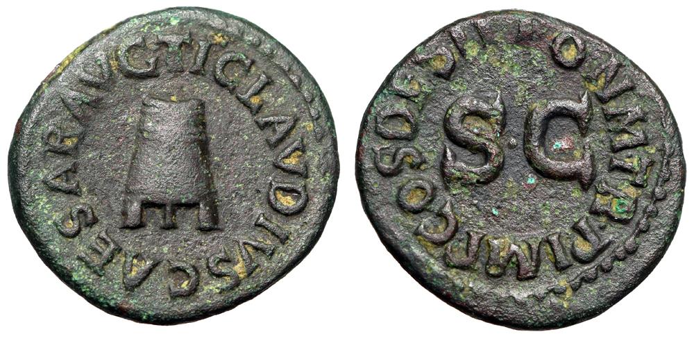 Claudius I Quadrans Modius and Large SC Rome 41 AD RIC 85 VF | Roman ...