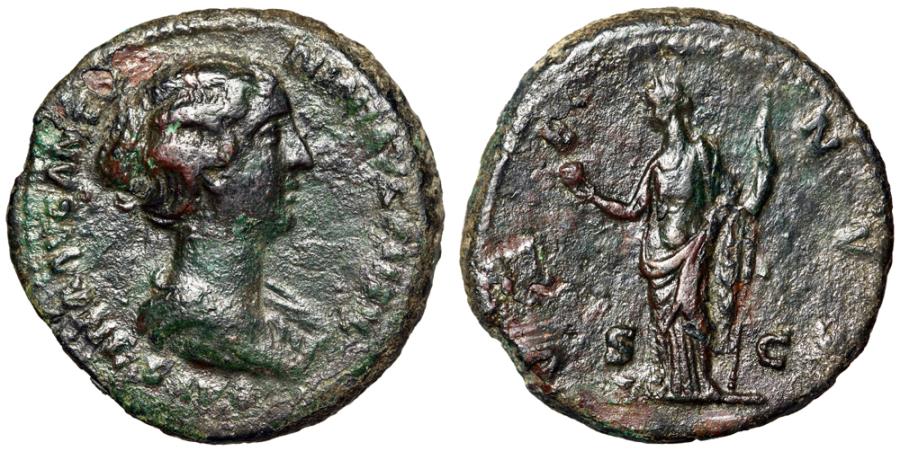 Faustina II Junior (Daughter of Antoninus Pius) AE As Venus Holding ...