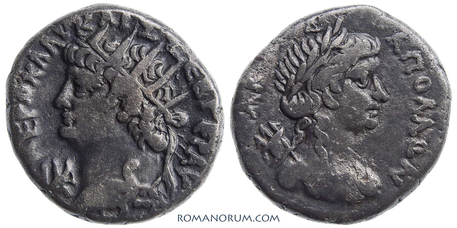 NERO. BI Tetradrachm. , 12.64g. Alexandria, Egypt. Apollo Aktios
