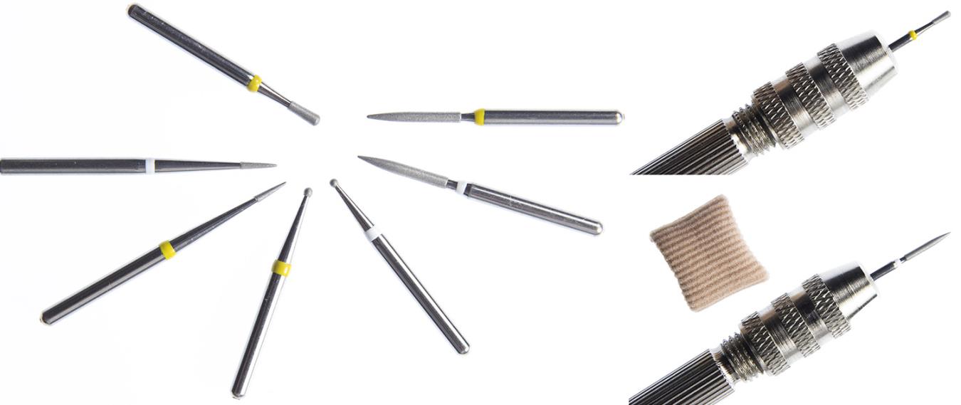 Coin Cleaning Diamond-Dust SET OF 7 Pins +1 FREE double-sided pin vise ...