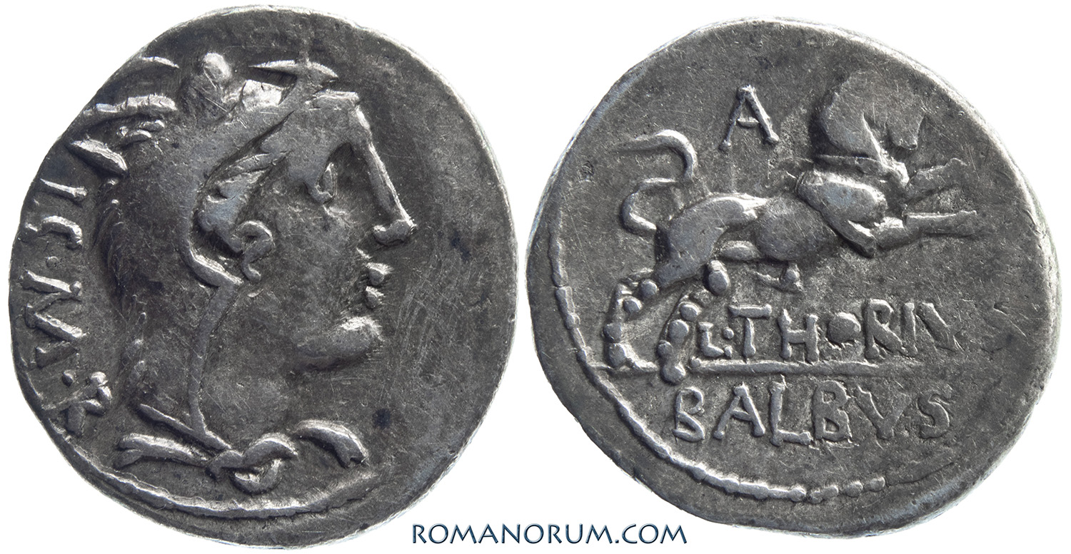 L. THORIUS BALBUS. Denarius, 3.86g. Rome. Ivno Sispita Mater Regina