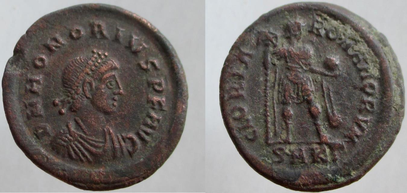 HONORIUS. 393-423 AD. Æ-2, GLORIA ROMANORVM. | Roman Imperial Coins