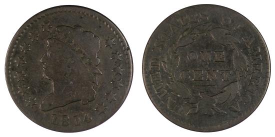 1814 Classic Head 1c ANACS GOOD 6, S-294, Crosslet 4 | Large Cents