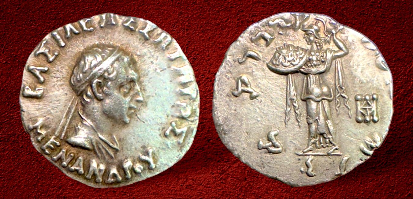 Indo-Greek Kingdom. Menander I Soter. Circa 155-130 BC. AR Drachm.