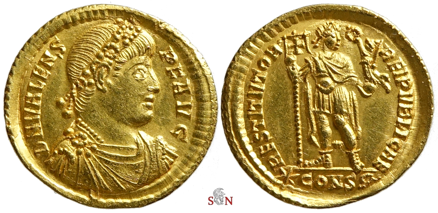 Valens Gold Solidus - RESTITVTOR REIPVBLICAE - RIC 25b