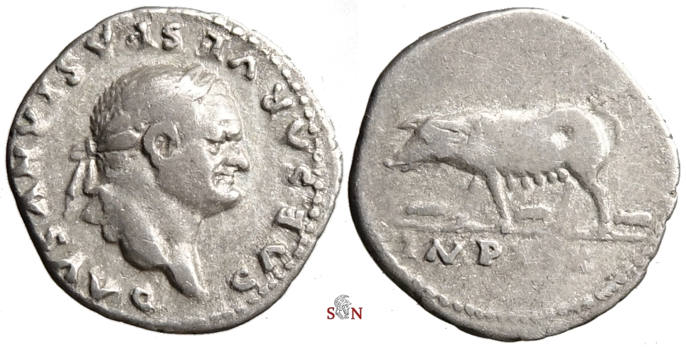 Vespasianus Denarius - Sow with piglets - RIC 982 | Roman Imperial Coins