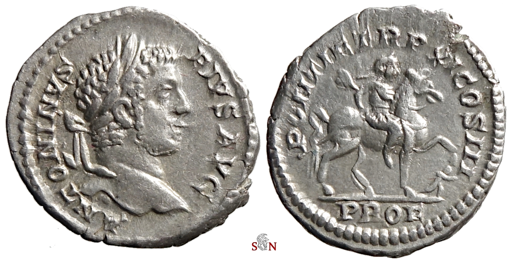 Caracalla Denarius - emperor on horseback - RIC 107 | Roman Imperial Coins