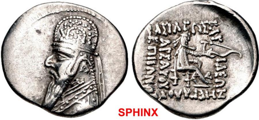 21LF5) KINGS of PARTHIA. Mithradates II. 121-91 BC. AR Drachm (20mm, 4. ...