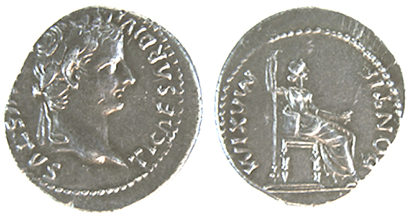 TIBERIUS, PONTIF MAXIM, DENARIUS | Roman Imperial Coins