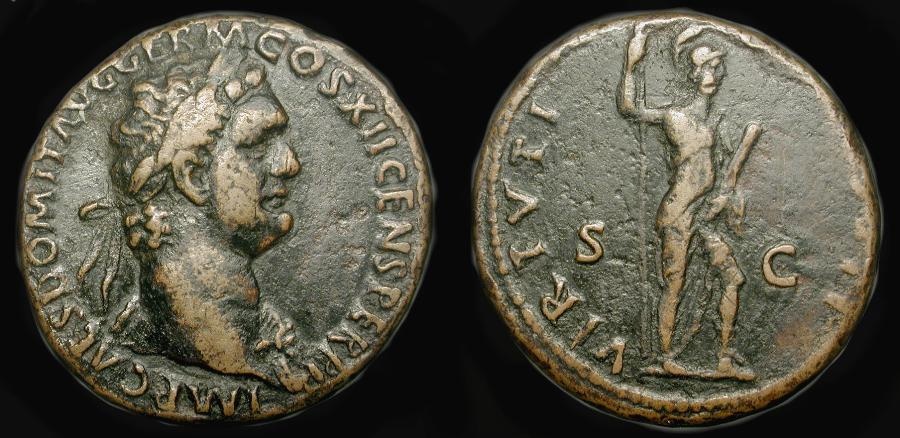 Domitian 81-96 AD. AE As. Rome Mint 86 AD. Virtus. RIC II 500