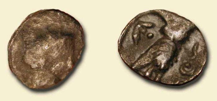 Samarian AR Obol. 350-300 BC . Athena / Owl | Greek Coins