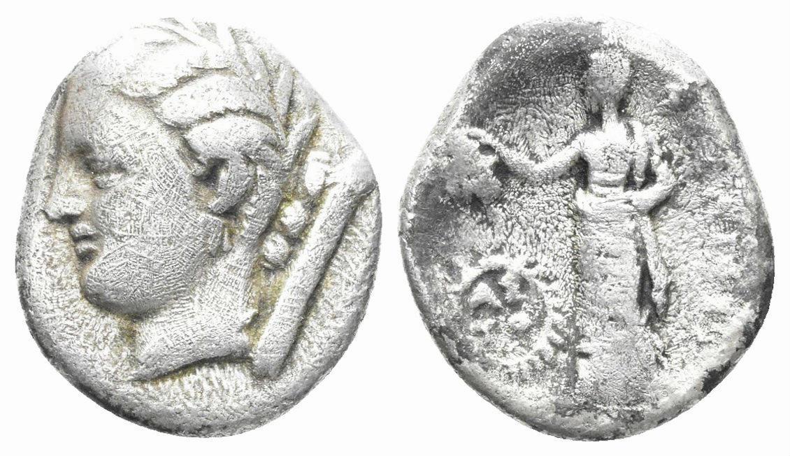 Thessaly, Pherae. Circa 4th Century BC. AR Hemidrachm (2.46g, 15mm ...