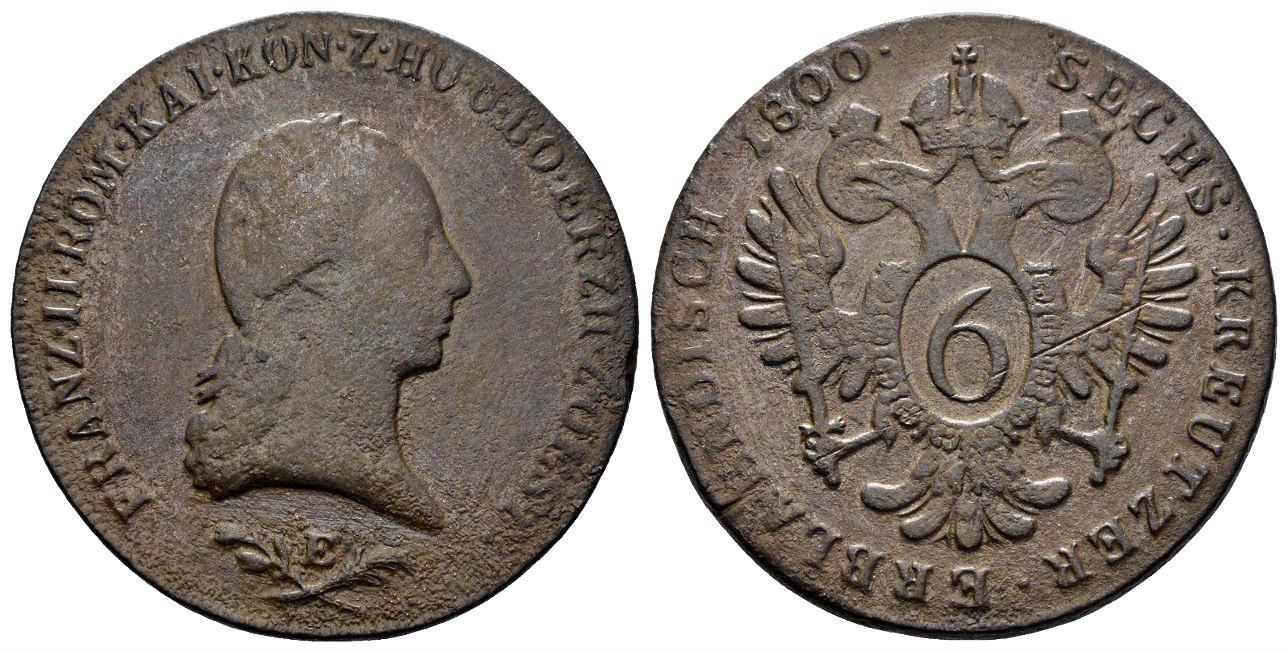 Austria. Holy Roman Empire. Franz II. 1792-1806. AE 6 Kreuzer (12.66 gm, 33mm).Dated 1800. KM-2115.3