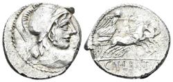 L. Flaminius Chilo. 109-108 BC. AR Denarius (3.82g, 18mm). Rome mint ...