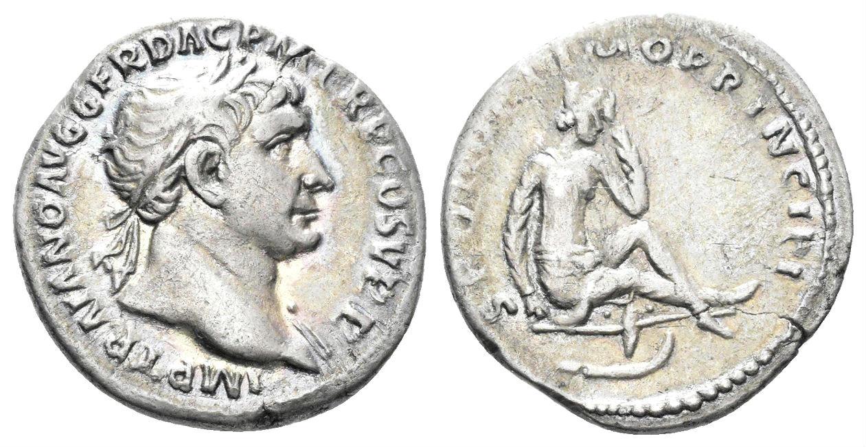 Trajan. 98-117 AD. AR Denarius (2.90g, 18mm). Rome mint. Struck circa ...